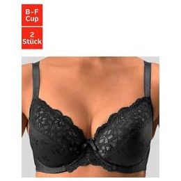 B&uuml;gel-BH Petite Fleur, Damen, Gr. 105, Cup E, schwarz (schwarz, wei&szlig;), Spitze, Obermaterial: 90% Polyamid, 10% Elasthan, BHs B&uuml;gel-BH, mit elastischer Spitze, Dessous