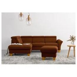 Ecksofa Home Affaire "Lindgren L-Form", rosa (kupfer), B:249cm H:84cm T:217cm, 100% Polyester, Sofas, Ecksofa, wahlweise mit TV-Funktion, Stauraum und Kopfteilverstellung