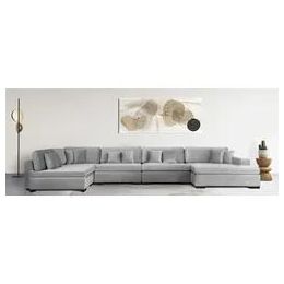 Wohnlandschaft Home Affaire "Skara XXL U-Form", grau, B:510cm H:86cm T:250cm, 100% Polyester, Sofas, Wohnlandschaft, Lounge-Sofa XXL mit Federkern-Polsterung, in vielen Bezugsvarianten