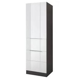 Seitenschrank KOCHSTATION "KS-Brindisi", wei&szlig; (wei&szlig; hochglanz, grafit), B:60cm H:200cm T:60cm, Holzwerkstoff, MDF, Schr&auml;nke, Seitenschrank, 60 cm breit, 200 cm hoch, viel Stauraum