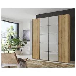 Kleiderschrank Wiemann "Quito", beige (bianco, eiche, nachbildung, glas champagner, schiefer), B:197,3cm H:216cm T:58cm, Floatglas, Holzwerkstoff, Schr&auml;nke, Kleiderschrank, hochwertige Beschl&auml;ge inkl. T&uuml;rd&auml;mpfung