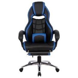 Gaming-Stuhl OTTO HOME "Sprinta 1, Chefsessel mit ausziehbarer Fu&szlig;st&uuml;tze", schwarz (schwarz, blau), B:71cm H:120cm T:69cm, St&uuml;hle, Gaming-Stuhl, komfortabel gepolstert mit vielen ergonomischen Funktionen
