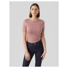 V&eacute;ro Moda Kurzarmshirt VERO MODA "VMPANDA MODAL S/S TOP NOOS", Damen, Gr. S, rosa (nostalgia rose), Jersey, Obermaterial: 48% Baumwolle, 48% Modal (TENCELTM), 4% Elasthan, unifarben, slim fit normal, U-Boot-Ausschnitt, Shirts