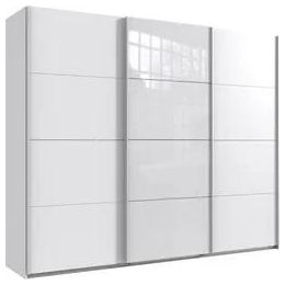 Schwebet&uuml;renschrank wimex "Norderstedt", wei&szlig; (wei&szlig;, glas wei&szlig;), B:270cm H:236cm T:64cm, Schr&auml;nke, Schwebet&uuml;renschrank, INKLUSIVE 2 Stoffboxen und 2 zus&auml;tzliche Einlegeb&ouml;den, mit Glast&uuml;r