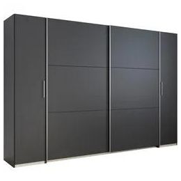 Schwebet&uuml;renschrank Rauch "Kleiderschrank Dreht&uuml;renschrank Schrank Garderobe KRONACH TOPSELLER", grau (graumetallic, griffleisten alu), B:311cm H:210cm T:59cm, Holzwerkstoff, Schr&auml;nke, Schwebet&uuml;renschrank, mit Dreh- und Schwebet&uuml;ren und vielen Einlegeb&ouml;den MADE IN GERMANY