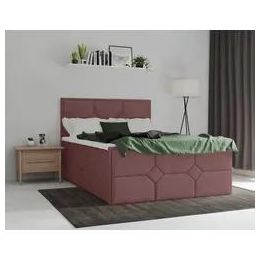 Boxspringbett Home Affaire "Ambre", rot (burgunderrot), B:184cm L:210cm, Komplettbetten, Boxspringbett, mit Taschen-Federkernmatratze