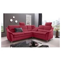 Ecksofa Home Affaire "Cardoso L-Form", rot (bordeaux), B:249cm H:90cm T:209cm, Luxus-Microfaser Lederoptik (100% Polyester);Luxus-Microfaser (100% Polyester);Luxus-Microfaser ALTARA NUBUCK (100% Polyester);Struktur (100% Polyester), Sofas, Ecksofa, Federkern, wahlweise mit Bett, Schubkasten, teilweise Relaxfunktion