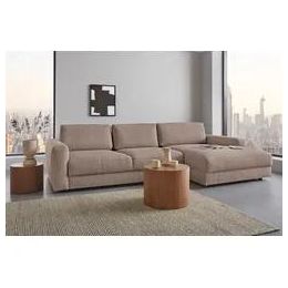 Ecksofa Home Affaire "Bloomfield, elegant, viel Platz, Mega Couch, Breite 303cm, L-Form", beige (portabella), B:303cm H:84cm T:176cm, 100% Polyester, Sofas, Ecksofa, extra tiefe Sitzfl&auml;che, wahlweise mit Sitztiefenverstellung