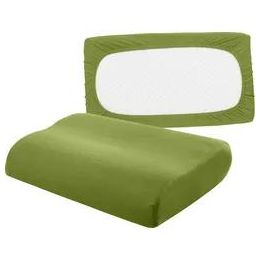 Kissenbezug bellana "Universal Jersey", gr&uuml;n (moos), B:80cm L:40cm, Feinjersey, Obermaterial: 95% Baumwolle, 5% Elasthan, Kissenbez&uuml;ge, Kissenbezug, passend f&uuml;r Nackenst&uuml;tzkissen