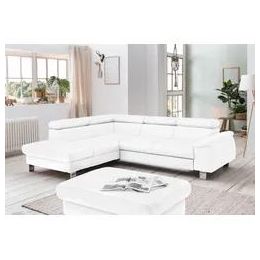 Ecksofa COTTA "Komaris L-Form, B: 249 cm", wei&szlig;, B:249cm H:72cm T:100cm, Microfaser PRIMABELLE (100% Polyester);Kunstleder SOFTLUX;Feinstruktur (100% Polyester);Kunstleder SOFTLUX/Struktur (100% Polyester);NaturLEDER, Sofas, Ecksofa, mit Kopfteilverstellung, optional Bettfunktion, Bettkasten & Licht