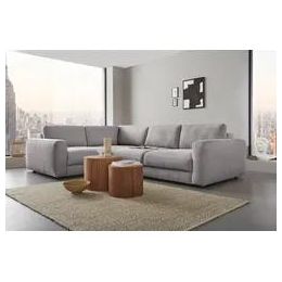 Ecksofa Home Affaire "Bloomfield, Breite 304cm, Mega Polsterecke mit viel Platz, L-Form", grau, B:224cm H:84cm T:304cm, 92% Polyester 8% Nylon, Sofas, Ecksofa, extra tiefe Sitzfl&auml;che, wahlweise mit Sitztiefenverstellung