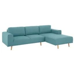 Ecksofa Home Affaire "Lasse L-Form", blau (petrol), B:273cm H:90cm T:167cm, Struktur fein( 100% Polyester);Filzoptik (100% Polyester);Luxus-Microfaser (100% Polyester), Sofas, Ecksofa, im scandinavischen Stil mit Holzf&uuml;&szlig;en