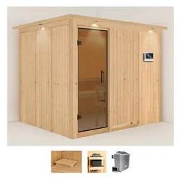Sauna Karibu "Gitte", beige (naturbelassen), Saunaofen, externe Steuerung, 9 kW, Saunen, Ofen 9 KW externe Strg easy