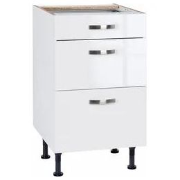 Unterschrank KOCHSTATION "KS-Cara", wei&szlig; (wei&szlig; glanz, wei&szlig;), B:50cm H:87cm T:58,4cm, Schr&auml;nke, Unterschrank, Breite 50 cm, mit Vollausz&uuml;gen und Soft-Close-Funktion