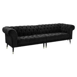 Chesterfield-Sofa Home Affaire "Tinnum", schwarz, B:263cm H:77cm T:87cm, Luxus-Microfaser Vintageoptik (66% PU, 27% Polyester, 7% Baumwolle);Struktur weich( 97% Polyester, 3% Polyacryl), Sofas