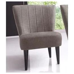 Cocktailsessel "Jan", braun, B:65cm H:88cm T:78cm, Struktur ( 85% Polyester, 15% Viscose ), ATLANTIC HOME COLLECTION, Sessel, Cocktailsessel, mit Wellenunterfederung, Massivholzf&uuml;&szlig;e