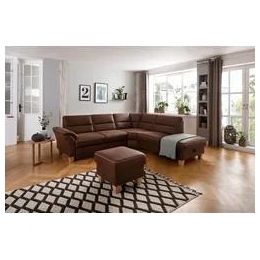 Ecksofa Home Affaire "Soleo L-Form", braun, B:262cm H:89cm T:235cm, Luxus-Microfaser ALTARA NUBUCK (100% Polyester);Struktur (100% Polyester);Luxus-Microfaser Lederoptik (100% Polyester), Sofas, Ecksofa, komfortabel durch Trapezecke mit Relaxfunktion, auch mit Bettfunktion