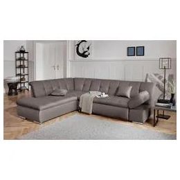 Ecksofa DOMO collection "Mona L-Form bequem und komfortabel, Breite 271cm, L-Form", grau (stone), B:271cm H:80cm T:213cm, Struktur fein 100% Polyester;Chenilleoptik 100% Polyester, Sofas, Ecksofa, wahlweise mit Bett- und Armlehnfunktion