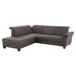 Home Affaire Ecksofa OTTO HOME "Solvei L-Form", grau (anthrazit), B:260cm H:104cm T:235cm, Luxus-Microfaser Lederoptik (100% Polyester);Struktur (100% Polyester);Luxus-Microfaser ALTARA NUBUCK (100% Polyester), Sofas, Ecksofa, wahlweise auch mit Kopfteilverstellung und Schlaffunktion, Federkern