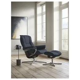 Relaxsessel stressless "Mayfair", blau (oxford blau paloma), B:79cm H:102cm T:73cm, Leder PALOMA: PALOMA ist ein durchgef&auml;rbtes Semianilin-M&ouml;belleder mit nat&uuml;rlicher Narbung., Sessel, Relaxsessel, mit Hocker, mit Cross Base, Gr&ouml;&szlig;e S, M & L, Holzakzent Wenge