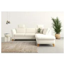 Ecksofa Home Affaire "Trelleborg L-Form", beige (creme), B:252cm H:86cm T:213cm, 100% Polyester, Sofas, Ecksofa, Federkern-Polsterung, wahlweise mit Bettfunktion und Stauraum