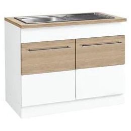 Sp&uuml;lenschrank KOCHSTATION "KS-Trient", wei&szlig; (wei&szlig; matt, eichefarben), B:100cm H:85cm T:60cm, Schr&auml;nke, Sp&uuml;lenschrank, 100 cm breit, inkl. Einbausp&uuml;le
