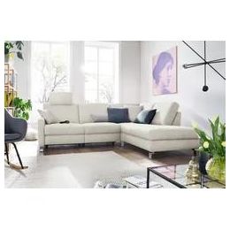 Ecksofa 3C Candy "Mainau modern und elegant, mit gutem Sitzkomfort, L-Form", wei&szlig;, B:257cm H:89cm T:220cm, Struktur ( 100% Polyester);Luxus-Microfaser weich: 98% Polyester, 2% Nylon, ;Struktur weich (mit Wasser zu reinigen): 16% Baumwolle, 79% Polyester, 5% Polyacryl, Sofas, Ecksofa, wahlweise mit elektrischer Relaxfunktion, Federkern