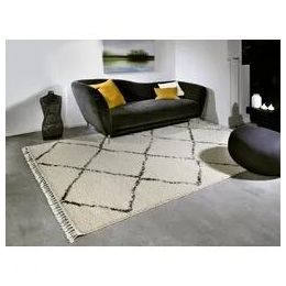 Hochflor-Teppich "Donna" Gr. 3, schwarz (creme, schwarz), B:133cm H:30mm L:190cm, Kunstfaser, Gallery M BRANDED BY MUSTERRING, Teppiche, Wohnzimmer