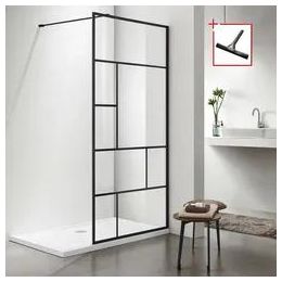 Walk-in-Dusche Welltime "Tetra", grau (schwarz), B:80cm H:190cm, Duschw&auml;nde, Inklusive verstellbarem Wandarm