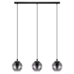 Eglo Pendelleuchte "ARISCANI", schwarz (schwarz, transparent), 3, H: 110cm, 1 Stk., Leuchten, Lampe f&uuml;r Esstisch, H&auml;ngeleuchte, Rauchglas schwarz transparent, E27, Pendelleuchte