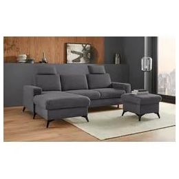 Ecksofa Home Affaire "Lolland L-Form", grau (anthrazit), B:250cm H:88cm T:162cm, Struktur impr&auml;gniert - feucht abwischbar (100% Polyester);Struktur Flausch (90% Polyester, 10% Polyamid);Luxus-Microfaser ALTARA NUBUCK (100% Polyester), Sofas, Ecksofa, Wahlweise mit Bettfunktion und Bettkasten, Federkern