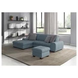 Sit & More Ecksofa SIT & MORE "Luxor L-Form", blau (hellblau), B:275cm H:82cm T:173cm, Luxus-Microfaser ALTARA NUBUCK (100% Polyester);Soft clean (98% Polyester, 2% Polyamid);Struktur fein (100% Polyester), Sofas, Ecksofa, wahlweise mit Bettfunktion, Bettkasten und Kopfteilverstellung