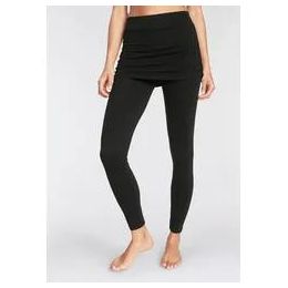 Leggings Vivance ACTIVE, Damen, Gr. 48/50, N-Gr, schwarz, Single Jersey, Obermaterial: 95% Baumwolle, 5% Elasthan, unifarben, Basic, bequem lang, Hosen Leggings, mit angen&auml;htem Rock