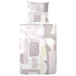 Bettw&auml;sche Primera "puzzle", bunt (braun, wei&szlig;, grau), B/L: 155cm x 220cm, 1 Stk., 1 Stk., Renforc&eacute;, B/L: 80cm x 80cm, 2 Stk., Renforc&eacute;, Obermaterial: 100% Baumwolle, Bettw&auml;sche, Bettw&auml;sche, mit strukturierten und kunstvoll angeordneten Formen