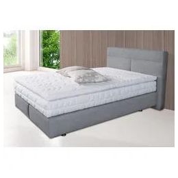 Boxspringbett, grau (hellgrau), B:155cm L:212cm, Bezug Kaltschaum-Topper: 100% Polyester, beidseitig mit Klimafaser versteppt. Abnehmbar und bei 40 C waschbar.;Bezug Kopfteil und seitliche Unterboxen: feiner Strukturstoff aus 77% Polyester, 23% Viskose.;Bezug Obermatratze: 100% Polyester, Westfalia Schlafkomfort, Komplettbetten, Boxspringbett