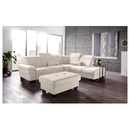 Ecksofa Home Affaire "Cornwall L-Form", beige (natur), B:283cm H:84cm T:253cm, Struktur fein (100% Polyester);Luxus-Microfaser weich (90% Polyester, 10% Polyamid), Sofas, Ecksofa, incl. Sitztiefenverstellung, mit Bettfunktion und Kopfteilverstellung
