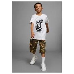 T-Shirt Kidsworld "Mit coolem SKATER-Print", Jungen, Gr. 128/134, wei&szlig;, Jersey, Obermaterial: 100% Baumwolle, bedruckt, Basic, Rundhals, Shirts T-Shirt, Kurzarm, Basic-Passform, bedruckt, Rundhalsausschnitt