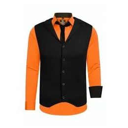 Langarmhemd Rusty Neal, Damen, Gr. M, EURO-Gr&ouml;&szlig;en, orange, 60% Baumwolle, 37% Polyester, 3% Elasthan, mehrfarbig, ohne Ausschnitt, Hemden, bestehend aus Hemd, Weste und Krawatte