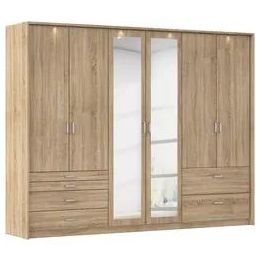 Dreht&uuml;renschrank Rauch "Kleiderschrank Schrank Garderobe W&auml;scheschrank WILDBERG", braun (eiche sonoma), B:275cm H:212cm T:58cm, Holzwerkstoff, Schr&auml;nke, Dreht&uuml;renschrank, mit 6 Schubladen, obere Schublade mit Holz-Einteilung MADE IN GERMANY