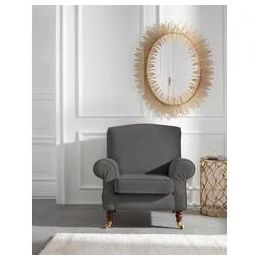 Sessel Home Affaire "Rennes", grau (mittelgrau), B:90cm H:90cm T:93cm, Baumwollmix (50% Baumwolle, 50% Polyester);Samtoptik (100% Polyester), Sessel, Sessel, in Samtoptik oder Baumwoll-Mix