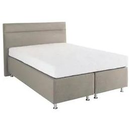 Boxspringbett, beige (struktustoff dunkelbeige), ohne LED-Beleuchtung, Liegefl&auml;che B/L: 140cm x 200cm, H2 + H2, 7-Zonen-Kaltschaummatratze, Bezug Unterbox und Kopfteil: Strukturstoff (77% Polyester und 23% Viskose);Bezug Obermatratze 100% Polyester, waschbar bis 60C, Westfalia Schlafkomfort, Komplettbetten, Boxspringbett, wahlweise mit LED-Beleuchtung