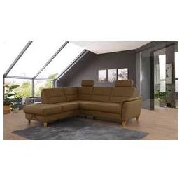 Ecksofa Home Affaire "Palmera L-Form, B: 236 cm", braun (messing), B:236cm H:89cm T:212cm, 100% Polyester;Struktur (100% Polyester);Luxus-Microfaser in Lederoptik (100% Polyester), Sofas, Ecksofa, optional Bettfunktion & Bettkasten, Federkern