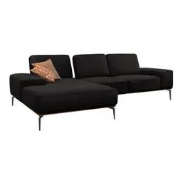 Ecksofa W.Schillig "run, Designsofa mit tollem Sitzkomfort, bequem, L-Form", schwarz (midnight w82), B:279cm H:88cm T:178cm, Longlife Xtra-Leder Z73: Naturwalkleder der Luxusklasse aus den erlesensten Rohh&auml;uten. Hautst&auml;rke 1, 1 &ndash; 1, 3 mm;ROHLEDER Jacquard-Flachgewebe Q2 W60 (63% Polyester, 37% Polyacryl);ROHLEDER Chenille-Flachgewebe Q2 W77 (68% Polyacryl, 32% Polyester);Stoff S37 (100% Polyester)