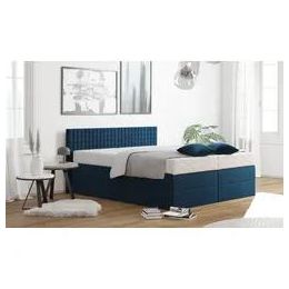Boxspringbett, blau (k&ouml;nigsblau), B:215cm L:210cm, Bezug: 100% Polyester;Polsterwatte: 100% Polyester, Westfalia Schlafkomfort, Komplettbetten, Boxspringbett, mit Zierkissen, wahlweise mit Topper