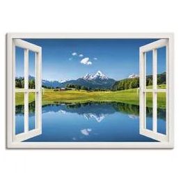 Artland "Fensterblick Alpen und Bergsee" Berge 1 Stk. tlg. als Leinwandbild, Poster in verschied. Gr&ouml;&szlig;en