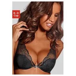 Triangel-BH Lascana, Damen, Gr. 85, Cup D, schwarz, Spitze, Obermaterial: 88% Polyamid, 12% Elasthan, BHs Triangel-BH, mit raffinierten Schmuckdetails, sexy Dessous