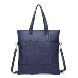 Schultertasche "Kiri", Damen, Gr. B/H/T: 40cm x 41cm x 5cm onesize, blau, Lederimitat, Collezione Alessandro, Taschen Schultertasche, grob geflochtene Optik