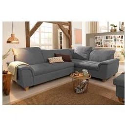 Ecksofa Home Affaire "Lyla fester Sitzkomfort, bequeme Armlehnen, Breite 275cm, L-Form", grau (dunkelgrau)), B:275cm H:81cm T:214cm, Luxus-Microfaser Lederoptik (100% Polyester);Microfaser PRIMABELLE (100% Polyester);Feinstruktur weich (100% Polyester), Sofas, Ecksofa, wahlweise mit R&uuml;ckenfunktion und Bettfunktion