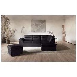 Ecksofa COTTA "Leandra L-Form", schwarz, B:250cm H:88cm T:90cm, NaturLEDER: Bitte beachten Sie, dass Lederbez&uuml;ge mehr N&auml;hte aufweisen als Stoffbez&uuml;ge.;Kunstleder Softlux;NaturLEDER (echtes Rindsleder) in Sitz und R&uuml;cken.;Luxus-Microfaser (100% Polyester), Sofas, Ecksofa, wahlweise mit Bettfunktion & Bettkasten