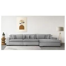 Sofa-Eckelement Home Affaire "Skara XXL L-Form", grau, B:400cm H:86cm T:190cm, 100% Polyester, Polsterelemente, Lounge-Sofa XXL mit Federkern-Polsterung, in vielen Bezugsvarianten